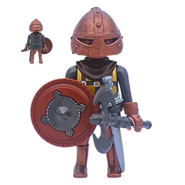 PLAYMOBIL FIGURINE HOMME bronze bouclier hache épée médiévale lâche EUR ...