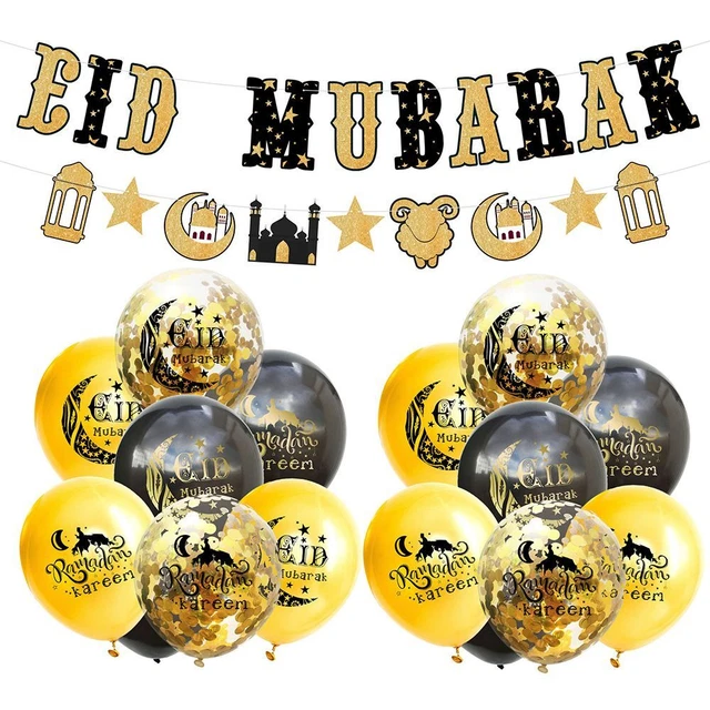 TOPPER EID MUBARAK Banner Luftballons Fahne ziehen Ramadan Kareem Dekoration EUR 5,70 - PicClick DE