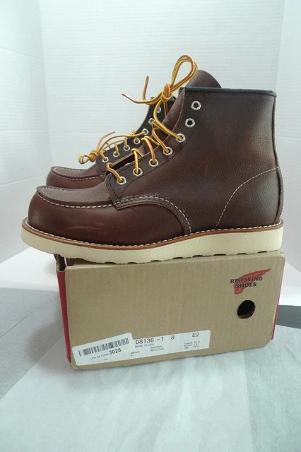 RED WING - #8138 Moc Toe 6" Leather Boots & Box - Brown - Made @ Usa ...