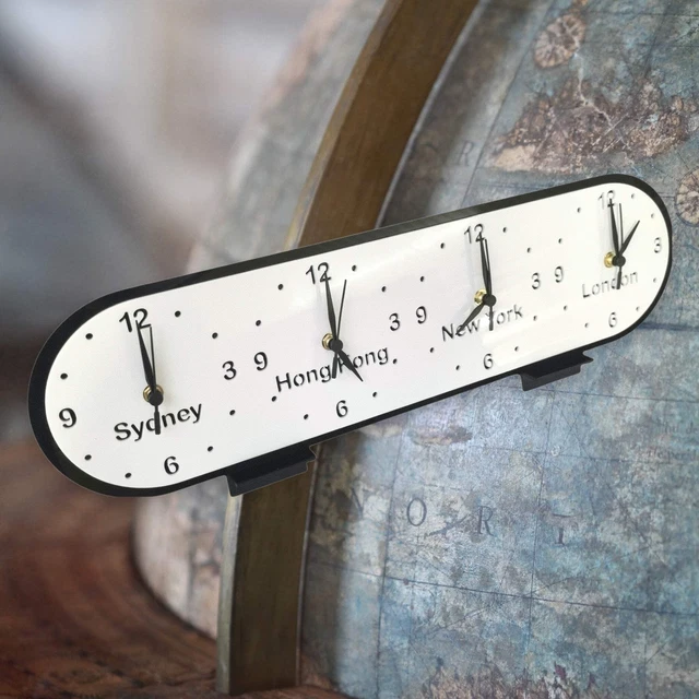 BESPOKE NOMMÉ OVALE Quatre Temps Zones Horloges & Support Bureau (Many ...