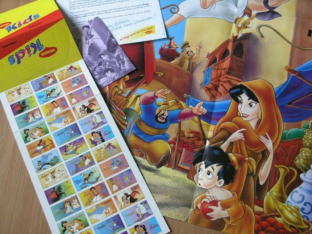 MAGGI KIDS DISNEY Fan Item 1994 Aladdin Poster and Aladdin Memo Game £ ...