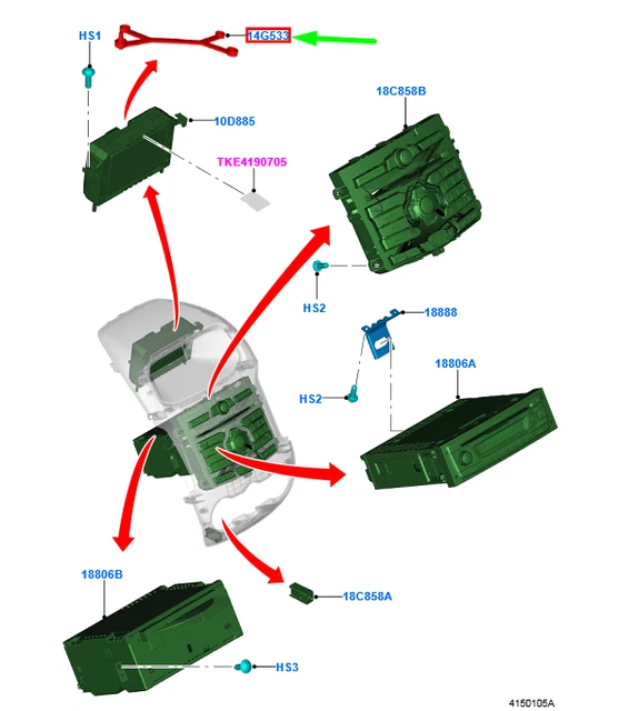 FORD RANGER T6 MK1 Audio Display Spacer Retainer Assy 2039850 NEW ...