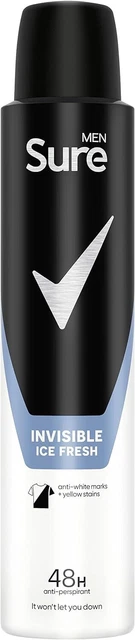 SURE MEN INVISIBLE Ice Antiperspirant Deodorant Aerosol 200 ML £5.89 ...