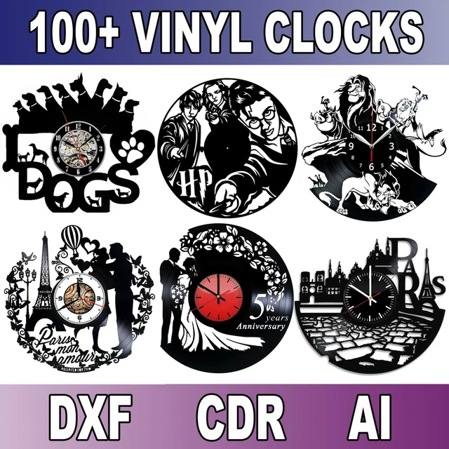 SUPER MEGA PACK 100+ VINYL CLOCKS DXF CDR AI laser cutter engraver CNC ...