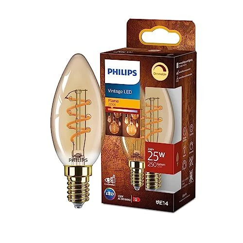 PHILIPS AMPOULE LED Vintage Ambrée 25 W Culot E14 Blanc Chaud 2200K Dimmable EUR 18,39 - PicClick FR