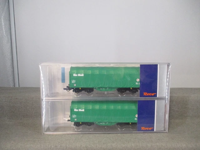 ROCO SPUR H0 76049 Güterwagen Schiebeplanenwagen Set 2-teilig "On Rail ...
