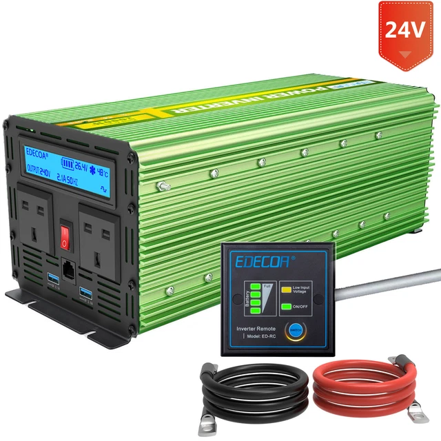 EDECOA POWER INVERTER 24V 240V 3000W Peak 6000W inverter with LCD ...
