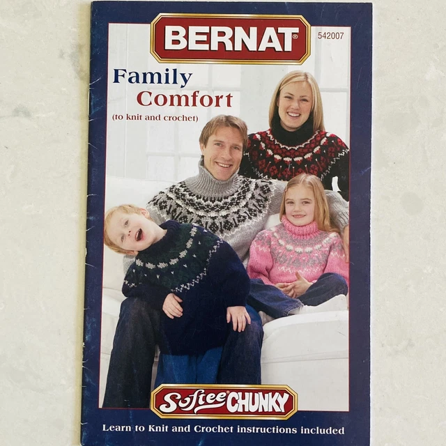 BERNAT PATTERN BOOKLET 542007 FAMILY COMFORT Knit & Crochet Softee ...