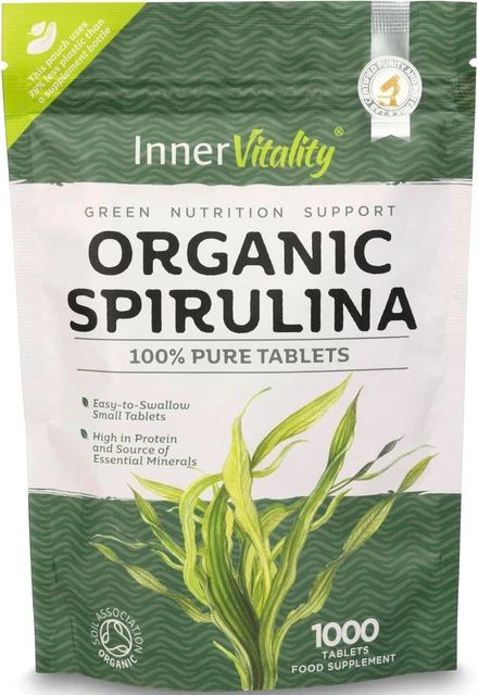ORGANIC SPIRULINA 1000X Pure Easy to Swallow Tablets - Rich in ...