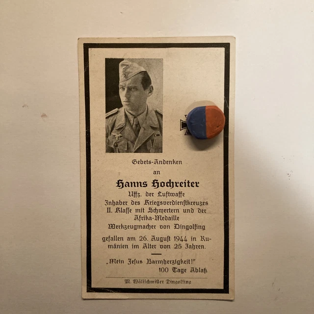 STERBEBILD WW2 WK2 Luftwaffe Afrika Medaille 1944 Uniform EUR 34,00 ...