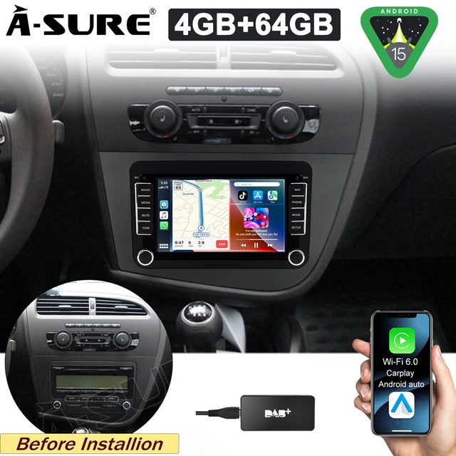 DAB+ 4+64GB ANDROID 15 Autoradio CarPlay FM NAVI Für Seat LEON MK2 1P1 ...