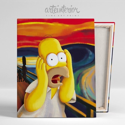 QUADRO HOMER SIMPSON, Urlo, MUNCH SCREAM Matt Groening - Stampa su tela ...