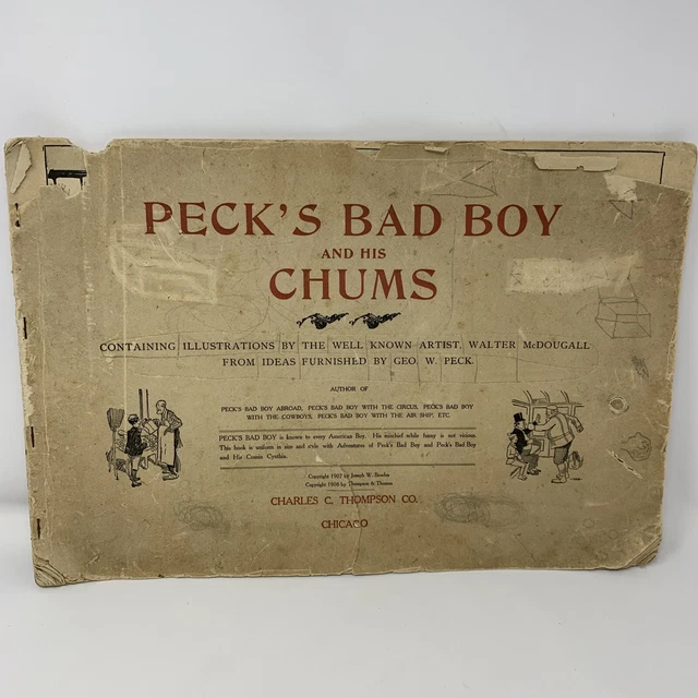 ANTIQUE 1908 BOOK 'Peck's Bad Boy and His Chums' Early Single Page ...