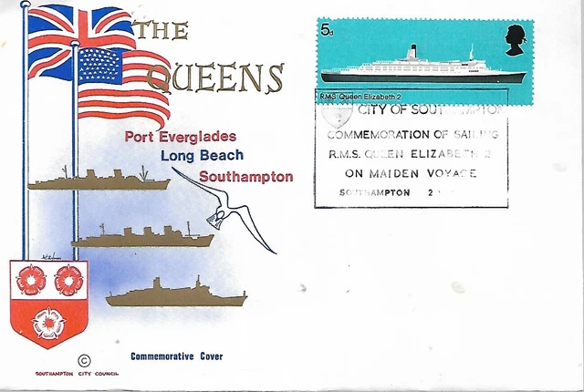 SAILING RMS QUEEN Elizabeth 2 On Maiden Voyage 1969 Cover Ref 1069 £2.43 - PicClick UK