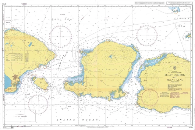 CARTE MARITIME ADMIRALTY 3706 Selat Lombok Alas Indonésie Bali Nusa ...