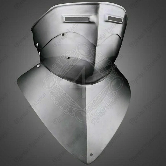MEDIEVAL LARP GOTHIC steel Armor Suit Gorget Bevor with double falling ...