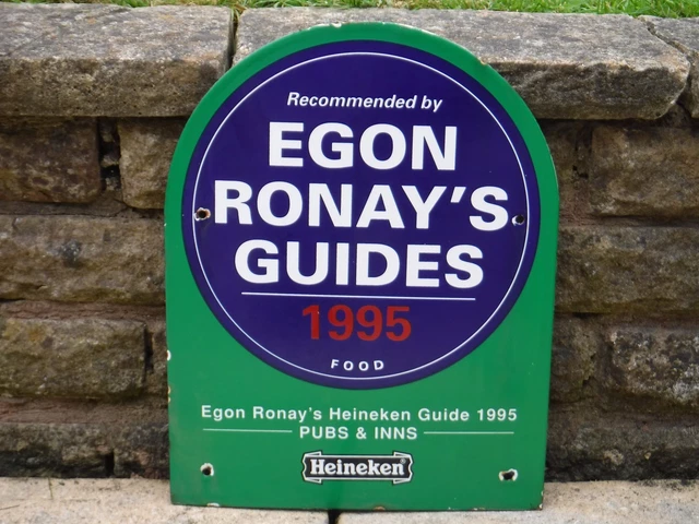 1995 SCHWERE EMAILLE "EGON RONAY'S GUIDE" HEINEKEN BRAUEREI SCHILD ...