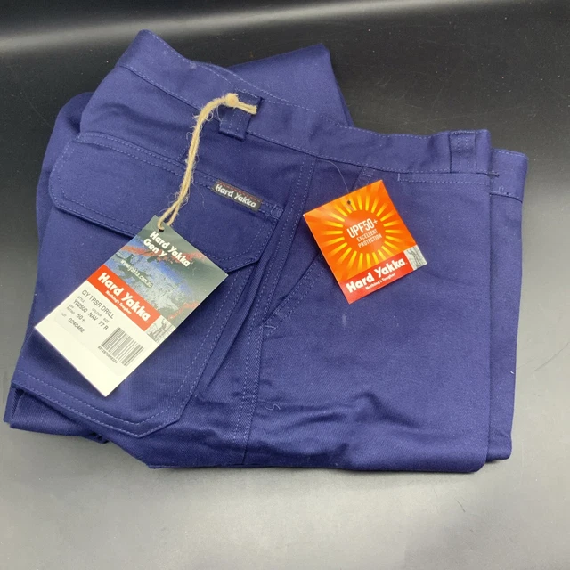NEW HARD YAKKA Generation Y Cotton Drill Cargo Pant Navy Y02500 77R $20 ...