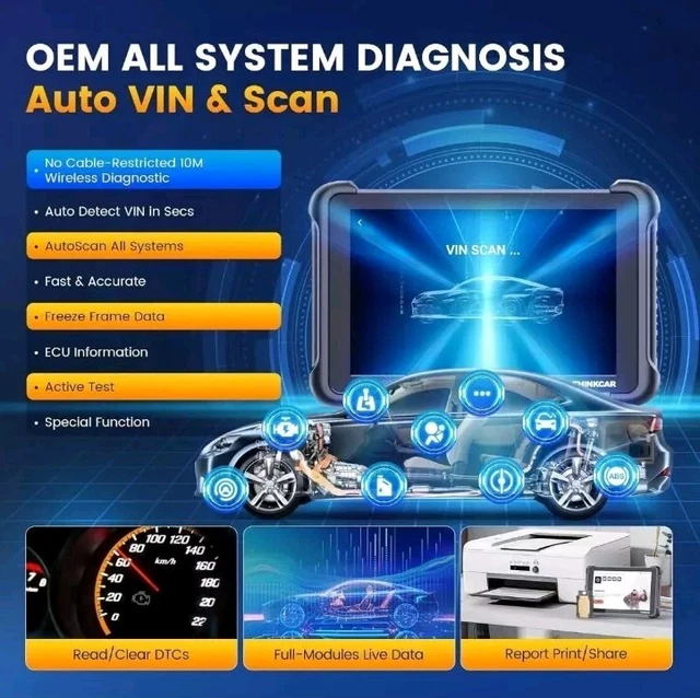 THINKCAR THINKSCAN 689BT Bidirectional Scan Tool, All-System, Diag Free ...