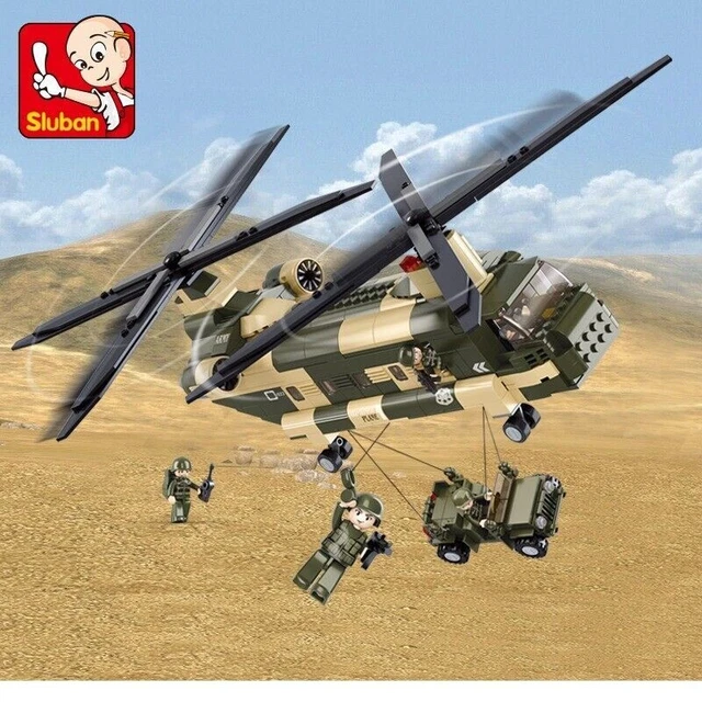 BUILDING BLOCKS MILITARY MOC WW2 Transport Army Helicopter Bricks Model ...