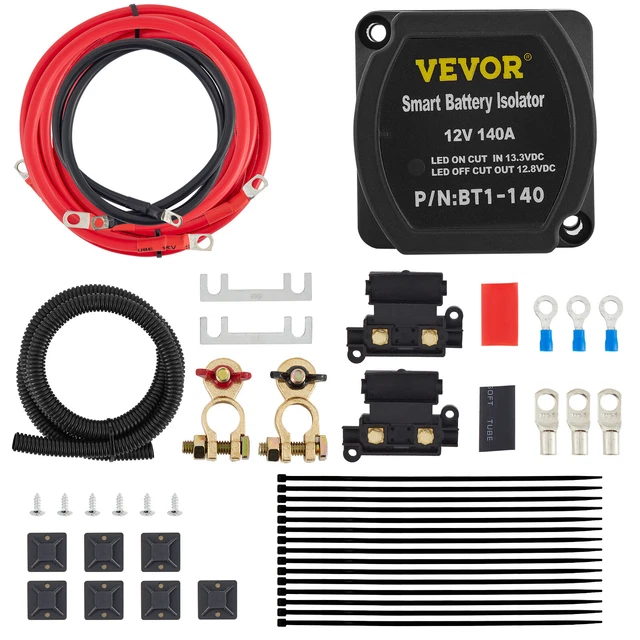 VEVOR 12V 140A Dual Battery Isolator Kit 6mtr for Auxiliary Battery ...
