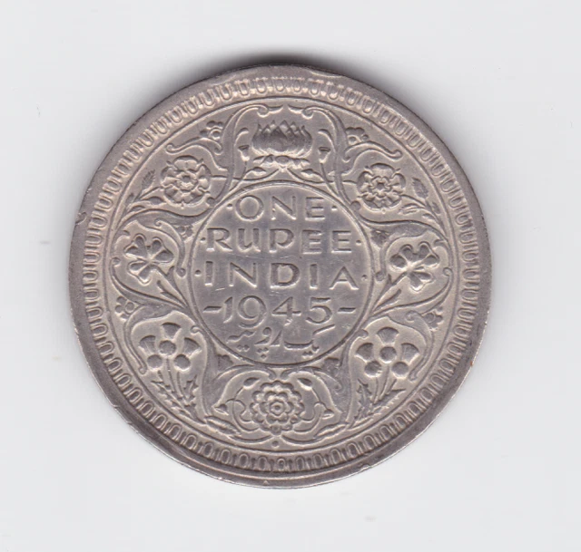 1945 ONE RUPEE Silver Coin India - British George VI R-650 $50.00 ...