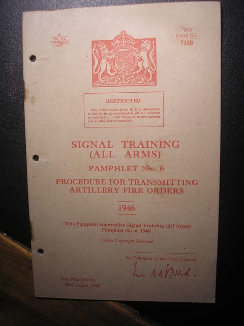 BRITISH ARMY ROYAL Signals Artillery Manual Military History ...