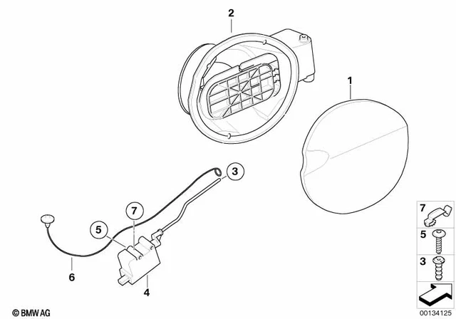 BMW GENUINE FUEL Filler Pot Flap Hinge Tank Cap Replacement 51177069449 ...