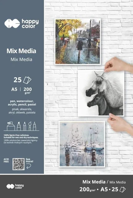 BLOK MIX MEDIA Art A5/25K 200g Happy Color GDD £3.00 - PicClick UK