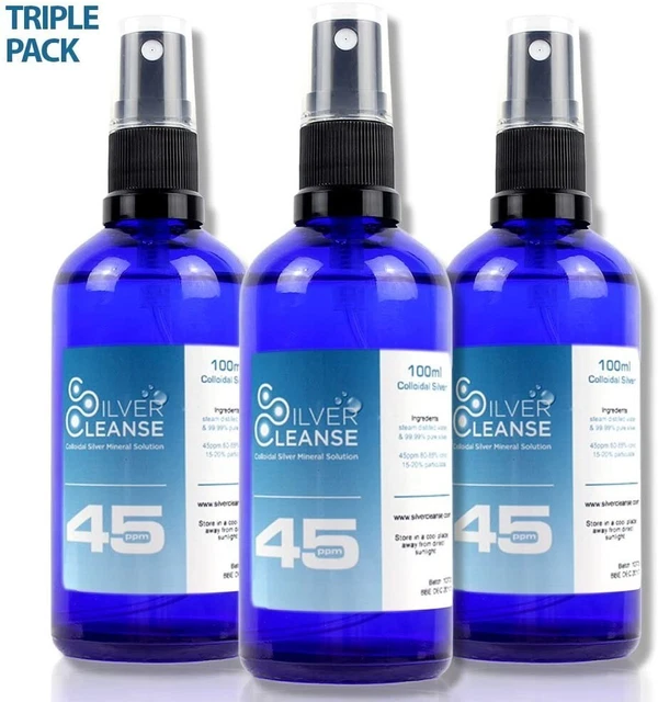 SILVERCLEANSE COLLOIDAL SILVER Spray 3X 100ml (45ppm) £20.42 - PicClick UK