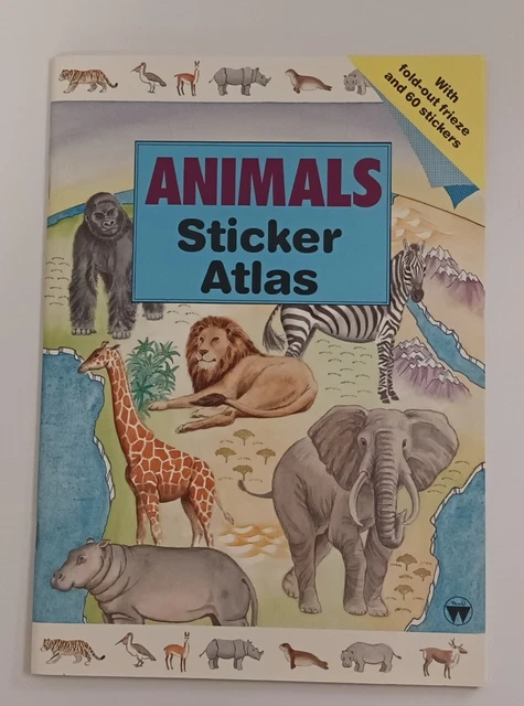 VINTAGE ANIMAL STICKER Atlas By Nicola Baxter 1991 W Fold-Out Frieze ...