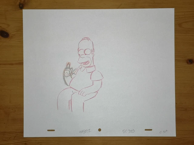 THE SIMPSONS HOMER Simpson Original Production Animation Cel Drawing ...