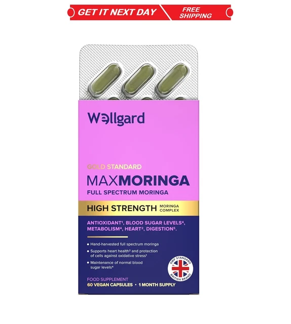 WELLGARD MAX MORINGA Powder Capsules, Natural Moringa Energy, Many ...