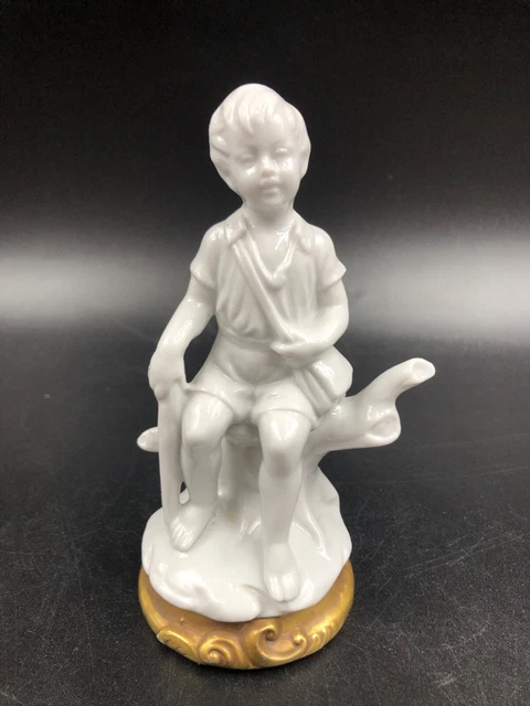 STATUETTA STATUA FIGURA Capodimonte Ragazzo Fanciullo Riposa Porcellana ...