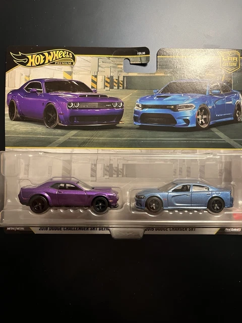 HOT WHEELS PREMIUM Twin Pack Dodge Challenger SRT Demon + 2015 Dodge ...