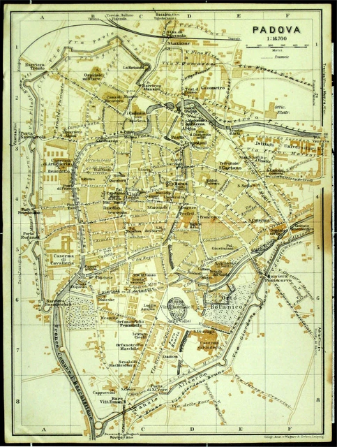 PADOVA (PADUA), ALTER Stadtplan (mappa della città vecchia), datiert ...