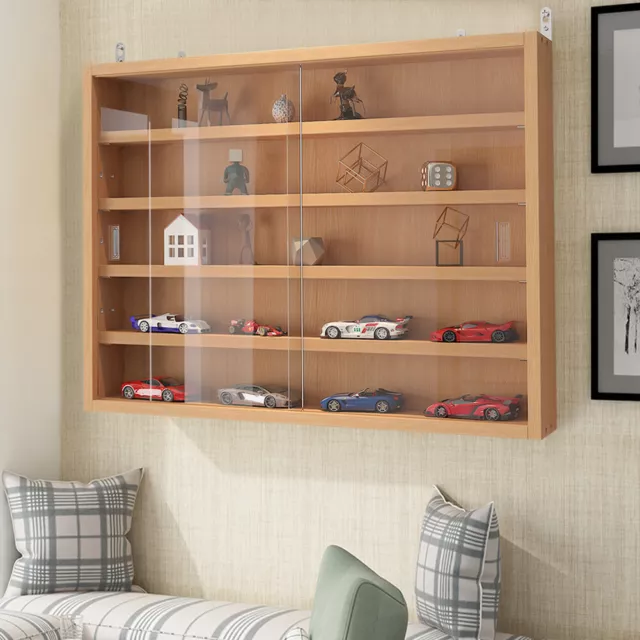 WOOD COLLECTION STORAGE Display Cabinet Wall Shelf Rack Unit Figures ...