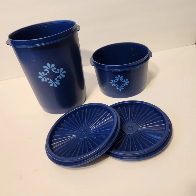VINTAGE TUPPERWARE ROYAL Dark Blue Nesting Canisters 811 & 1297 $28.69 ...