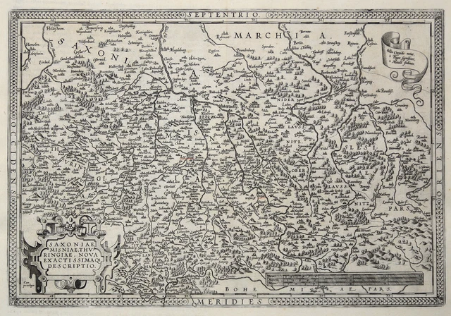 SASSONIA TURINGIA LAUSITZ Originale Incisione Cartina Geografica ...