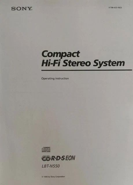 SONY LBT-N550 Hifi Stereo Music System - Operating Instructions - USER ...