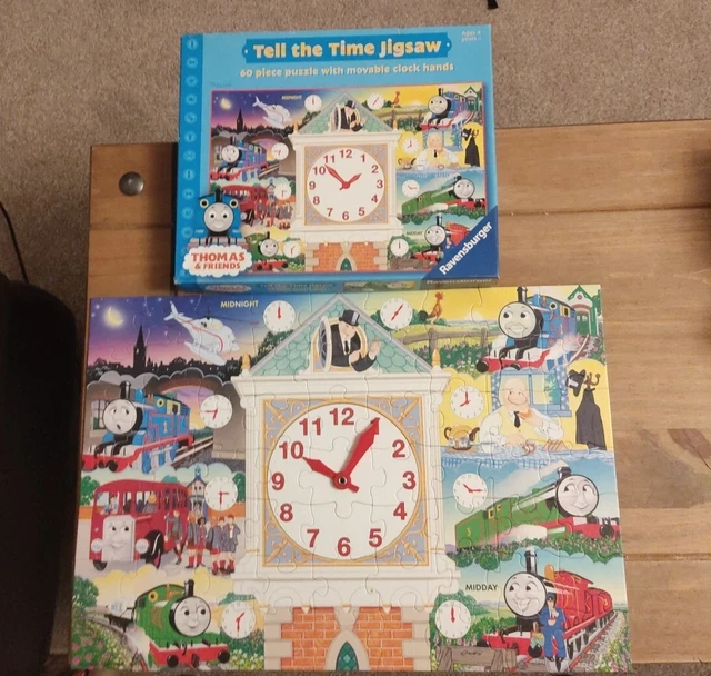 THOMAS THE TANK Engine & Friends 60 Piece Tell The Time Jigsaw Moveable ...