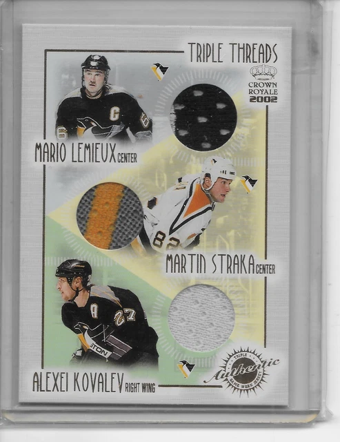 2002 TRIPLE THREADS Authentique Mario Lemieux, Straka, Kovalev Maillot ...