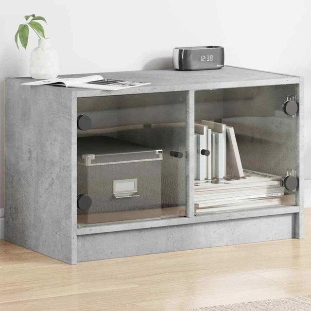 2041758 MOBILE PORTA TV con Ante in Vetro Grigio Cemento 68x37x42 cm ...
