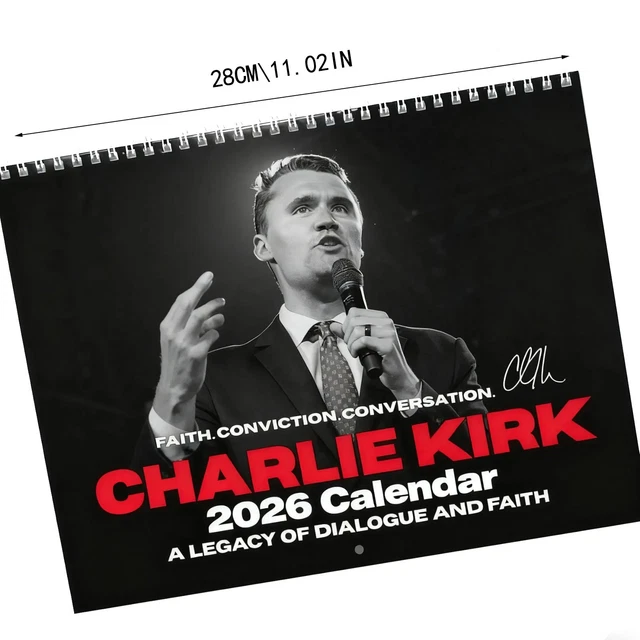 CHARLIE KIRK &FREEDOM& 2026 Wall Calendar Turning Point USA Patriotic ...