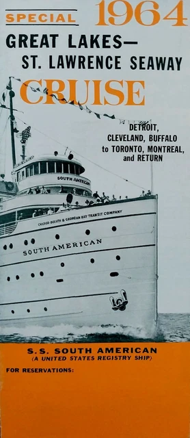 COLLECTION SS SOUTH American, Georgian Bay Line brochures. $30.00 ...