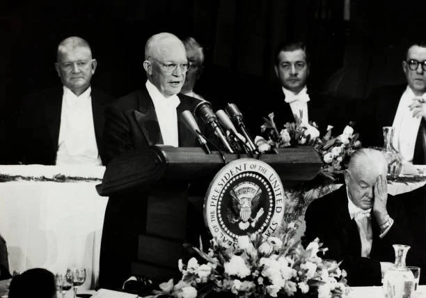 PRESIDENT DWIGHT D. Eisenhower Makes A Speech 1954 Historic Old Photo ...