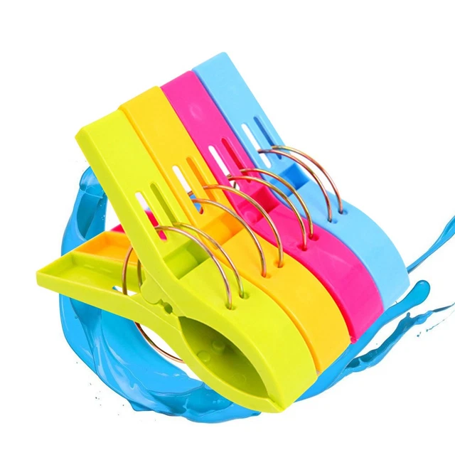 8 PCS PLASTIC Beach Clips Bright Color Non Slip Cloth Clips for Pool ...