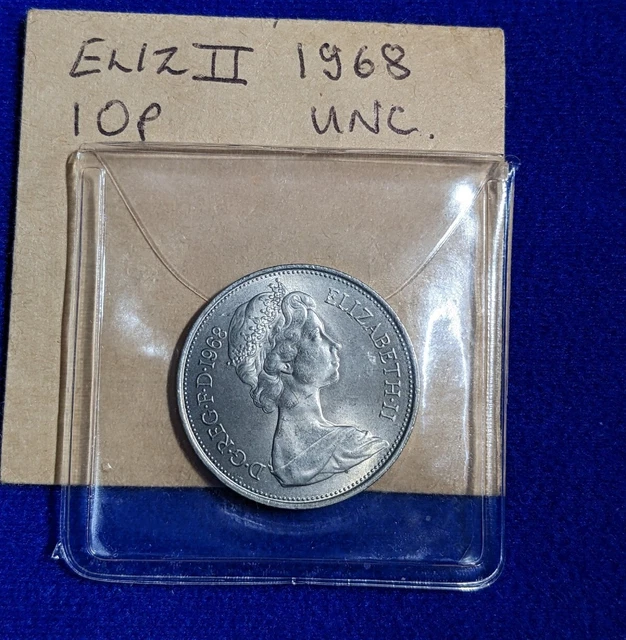 1968 ERII DECIMAL TEN PENCE 10p Coin in Uncirculated Condition LARGE ...