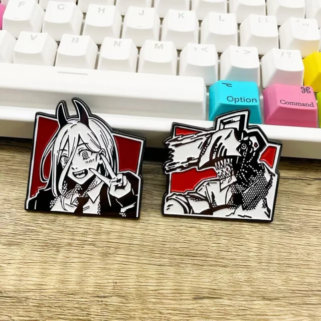 Rare Anime Chainsaw Man Power And Denji Enamel Lapel 2 Pin Metal Badges