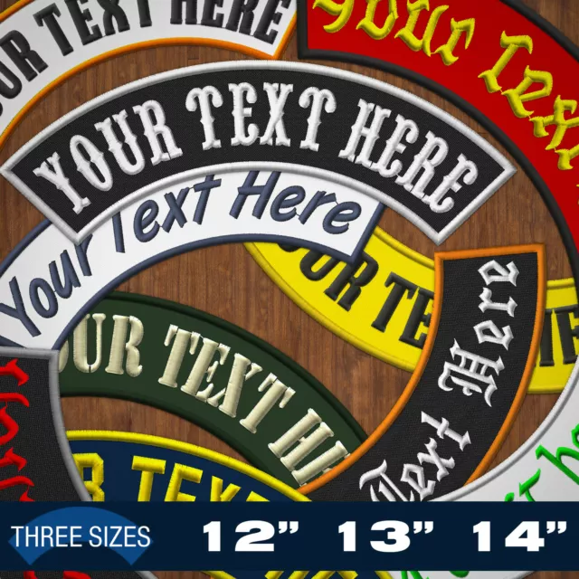 CUSTOM EMBROIDERED ROCKER Back Patch MC Biker CLUB NAME Motorcycle ...